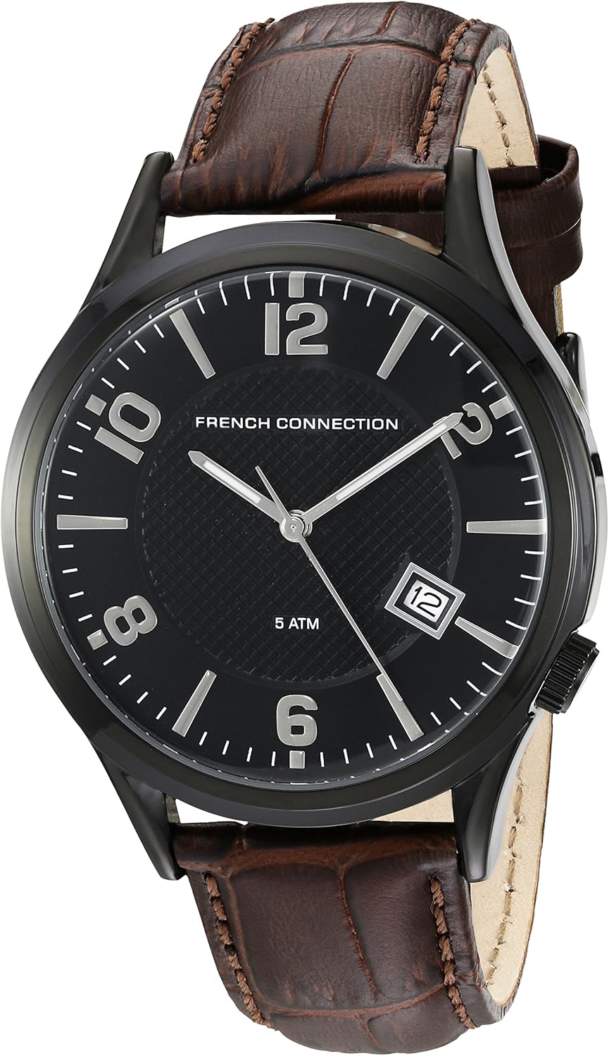 French Connection Men's Quartz Watch with Brown Dial Analogue Display ...
