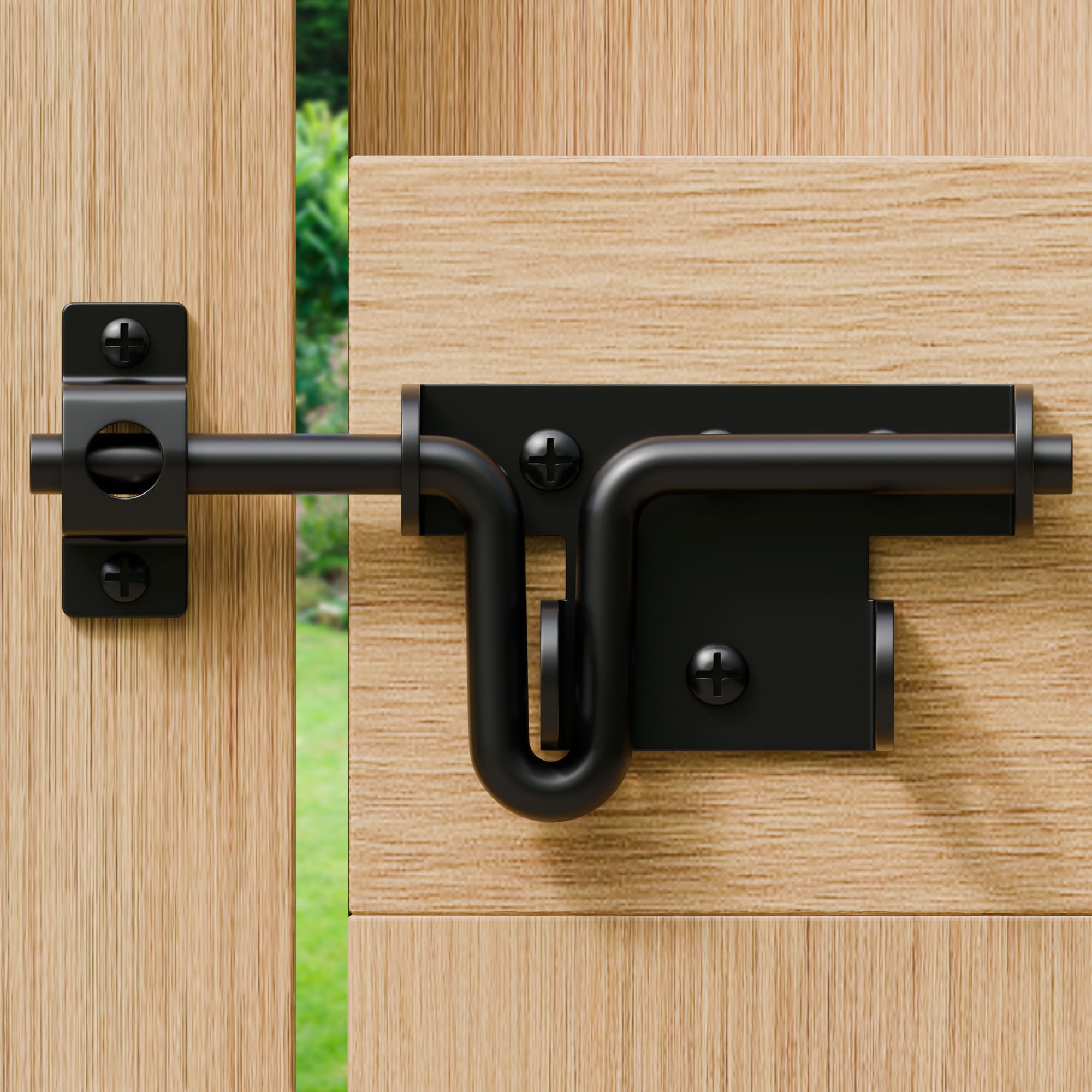 Black Heavy Duty Slide Lock, Slide Bolt Gate Latch with Padlock Hole ...