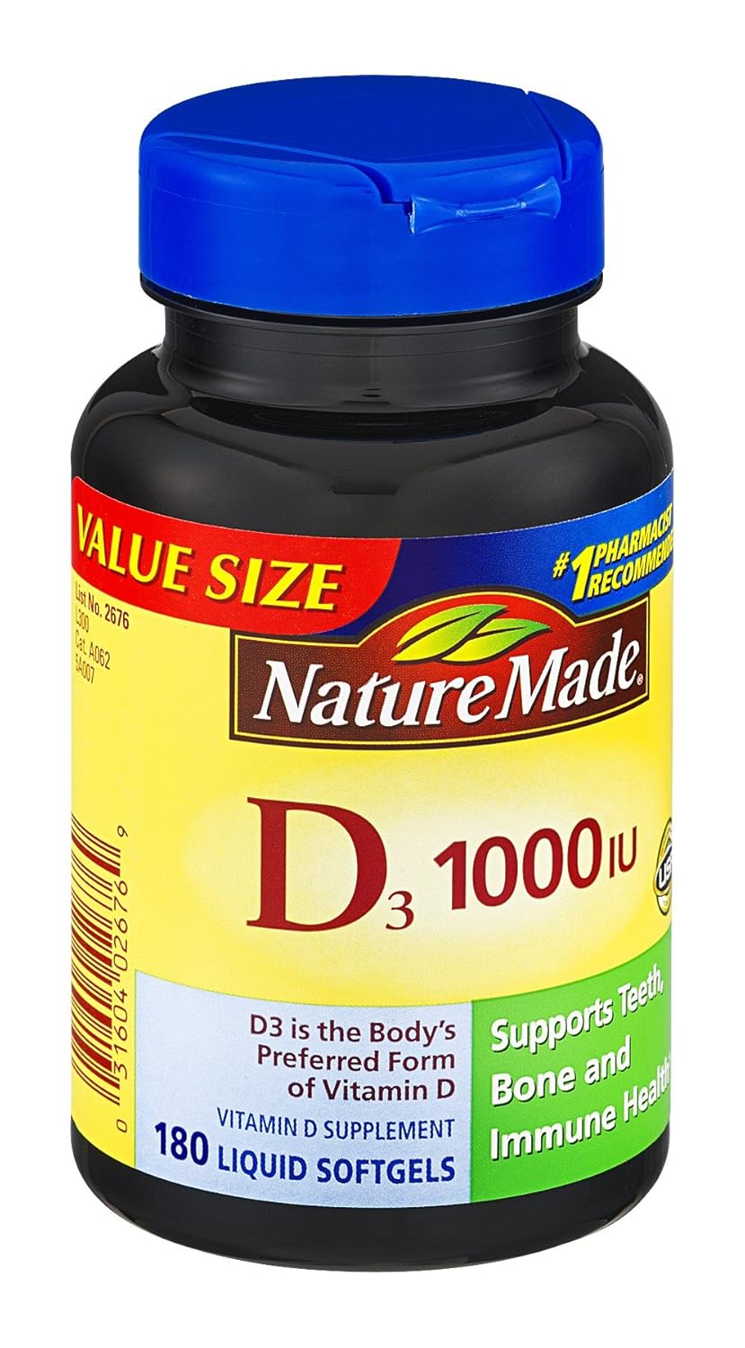 Amazon.com : Nature Made D3 1000IU Vitamin D Supplement Liquid Softgels ...