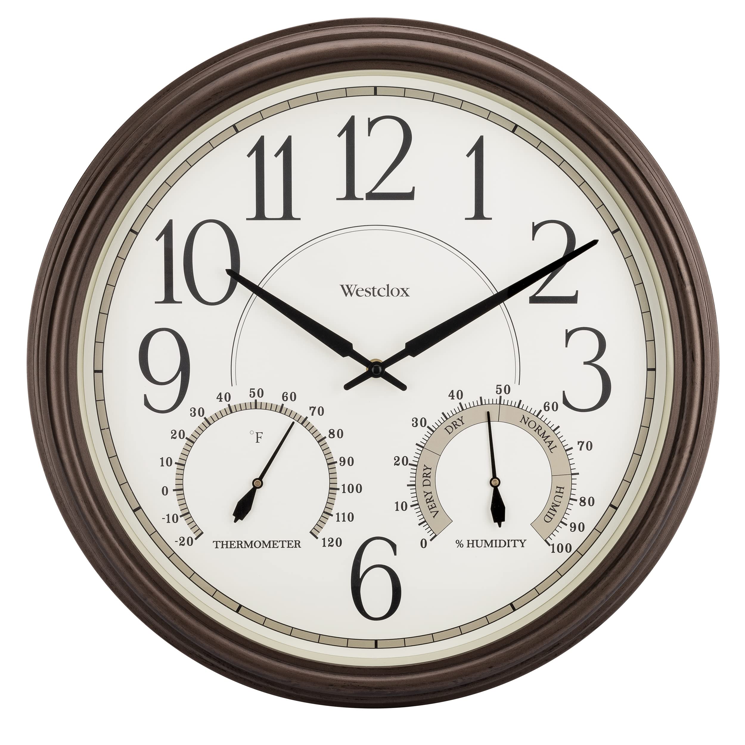 Westclox Indoor/Outdoor Wall Clock with Temperature & Humidity Gauges ...