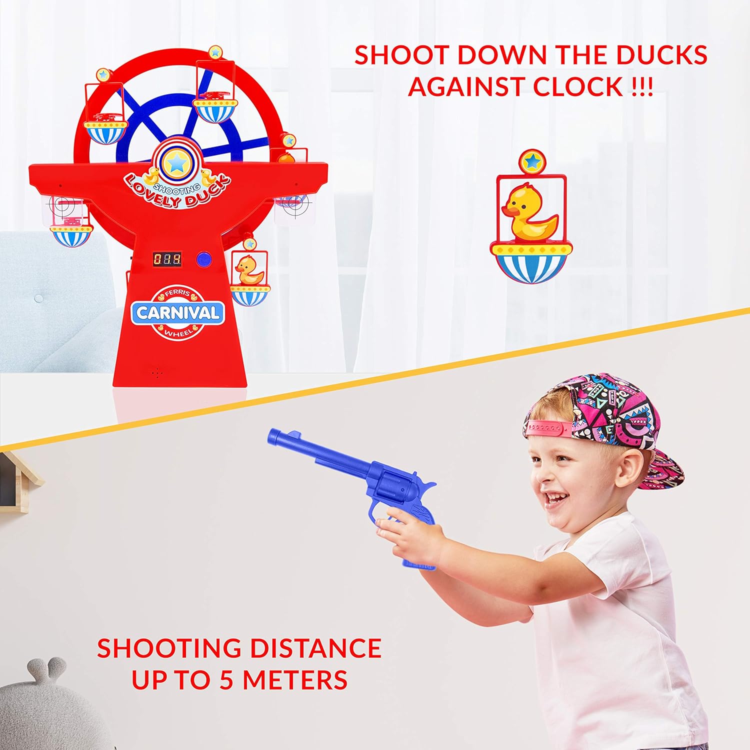 Global Gizmos 55729 Duck Shoot Carnival Game | Infrared Six Shooter ...