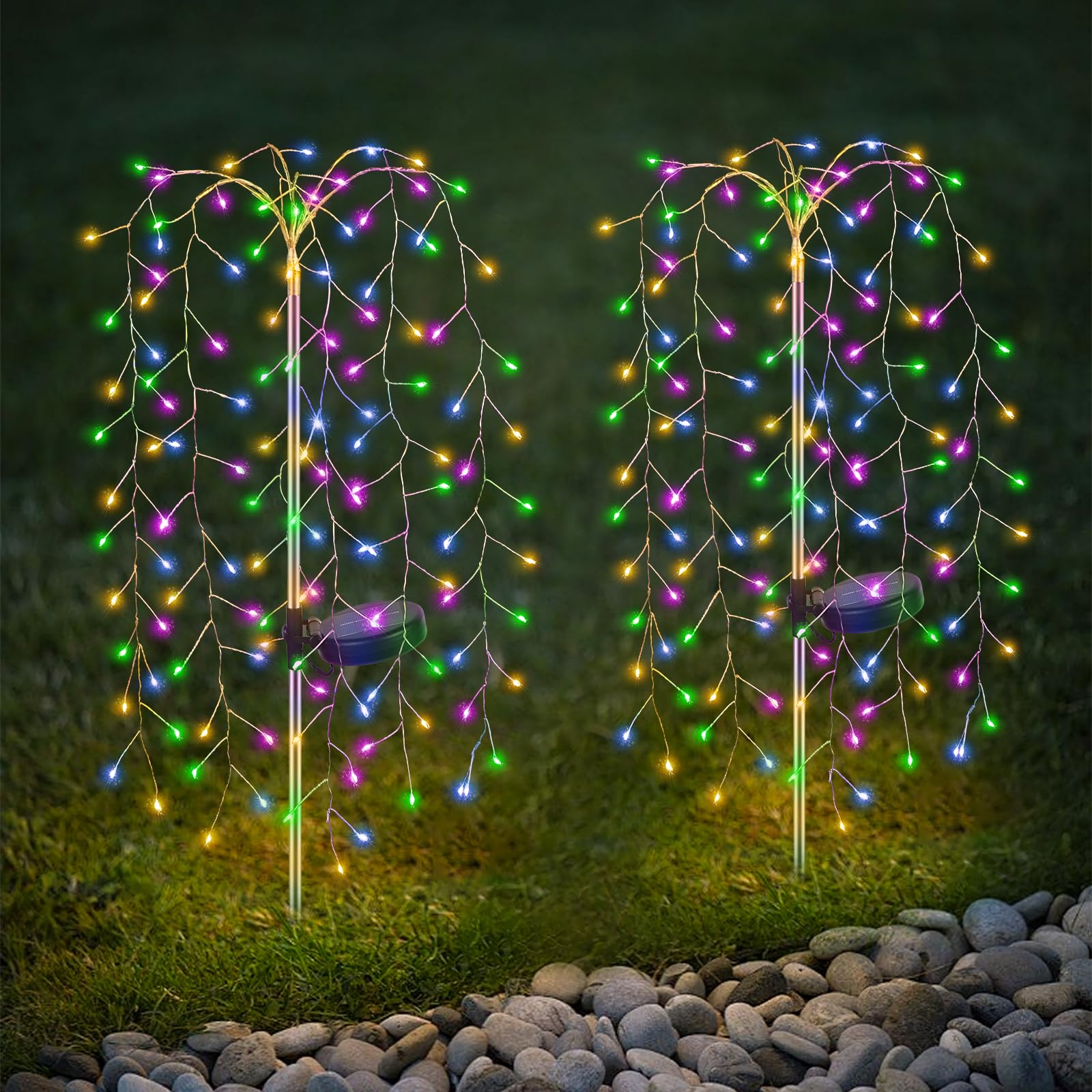Solar Garden Lights, 2 Pack 120 LED Copper Wire Fairy Lights Waterproof ...
