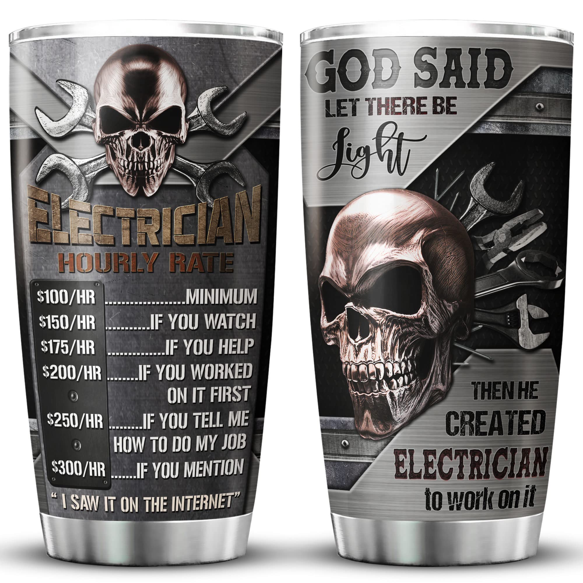 MYMISOR God Said Let There Be Light Then He Created Electrician Tumbler ...