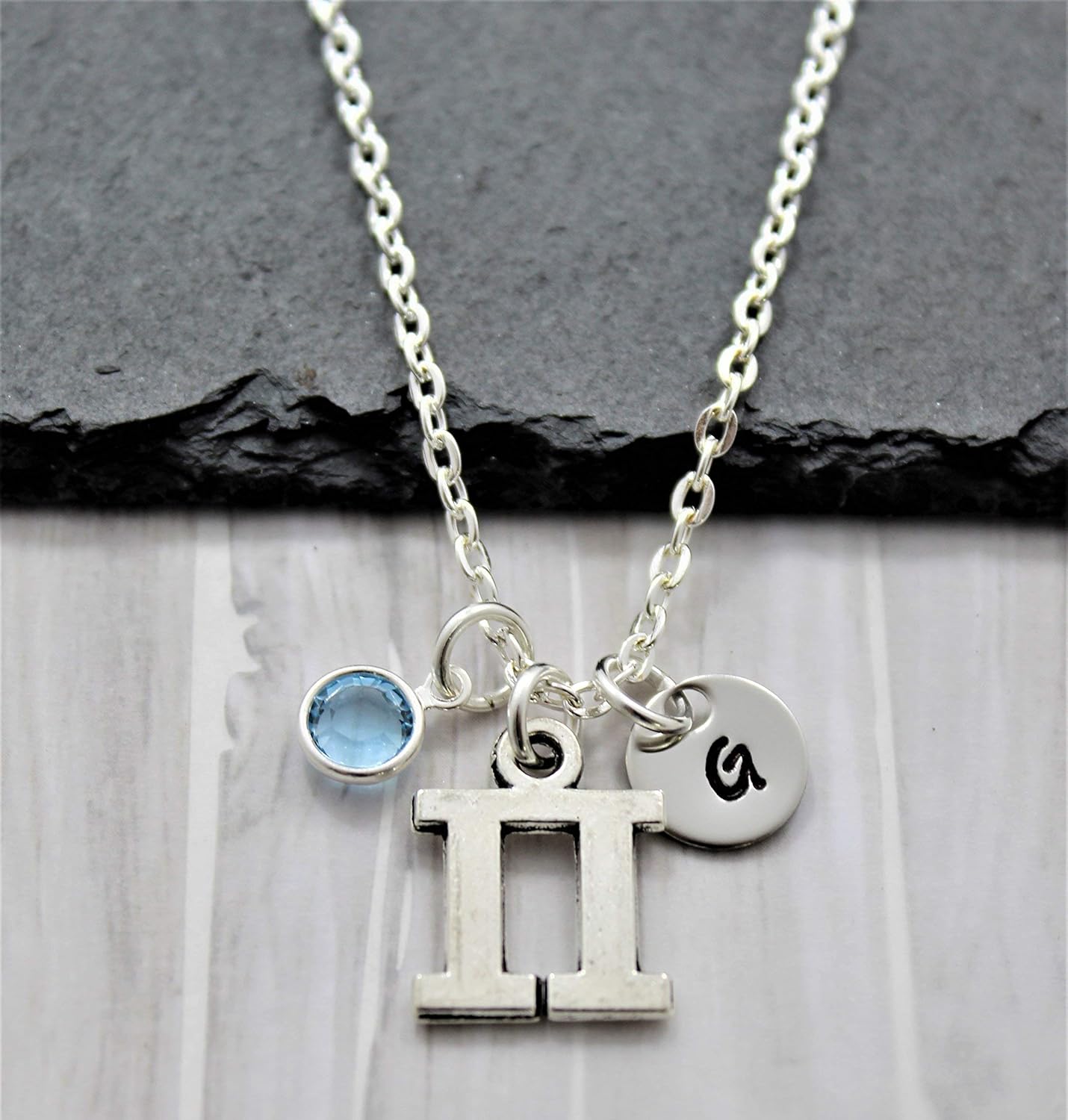 Amazon.com: Pi Necklace - Personalized Birthstone & Initial - Pi Symbol ...