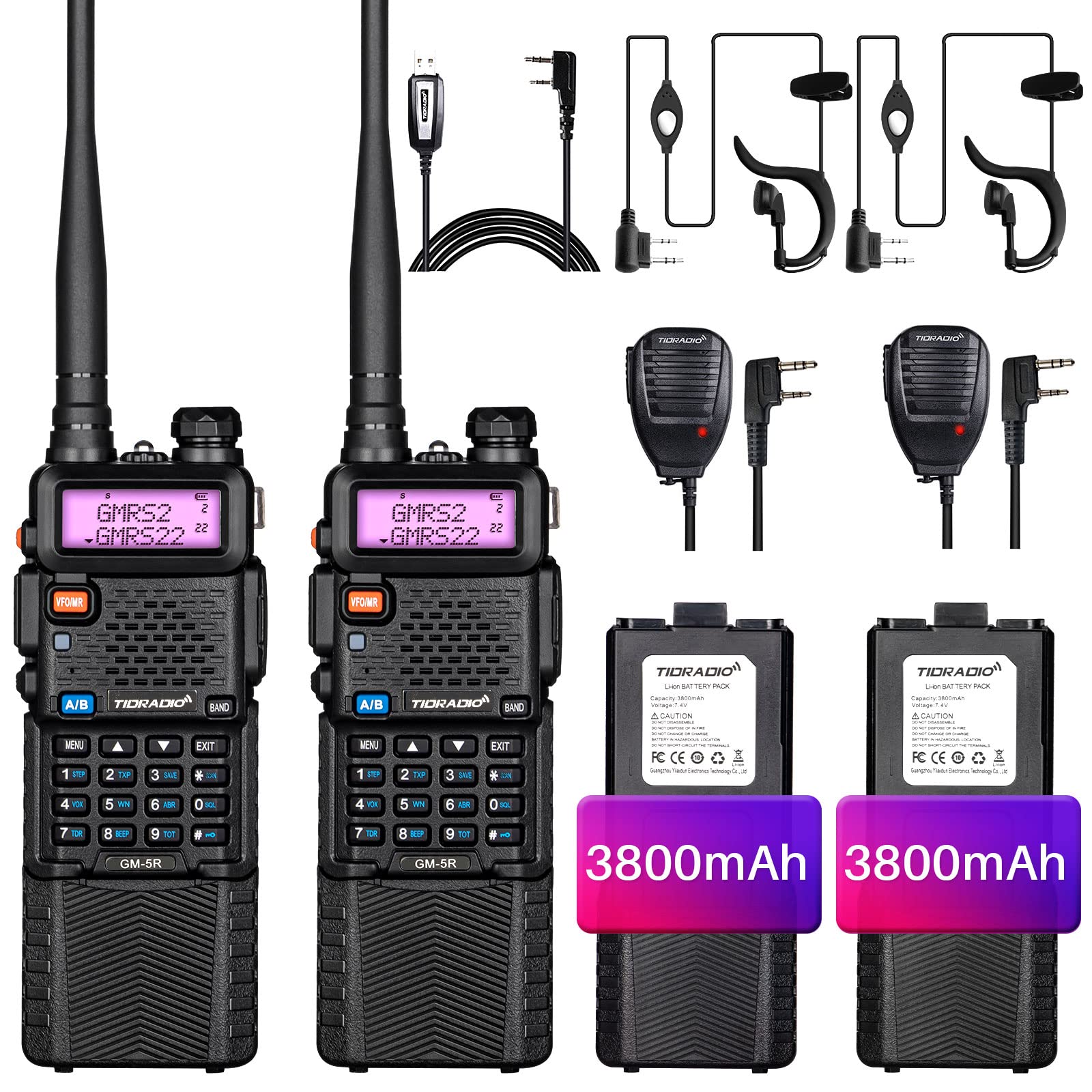 TIDRADIO GM-5R GMRS Radio, Two Way Radio GMRS Repeater Capable, with ...