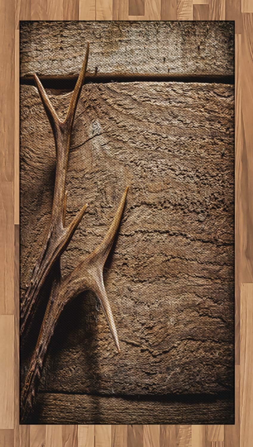 Amazon.com: Ambesonne Antlers Area Rug, Deer Antlers on Wood Table ...