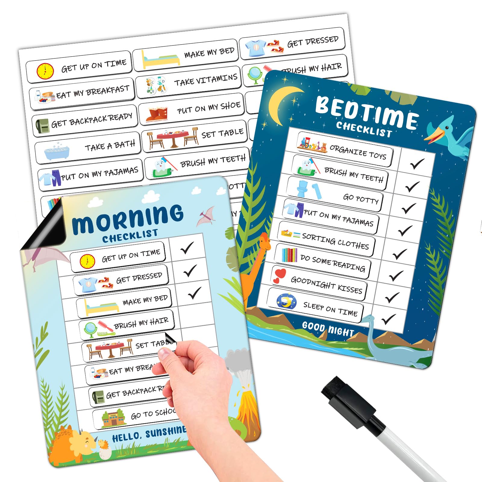 Mua Morning Bedtime Routine Chart for Toddler with Magnetic Stickers ...