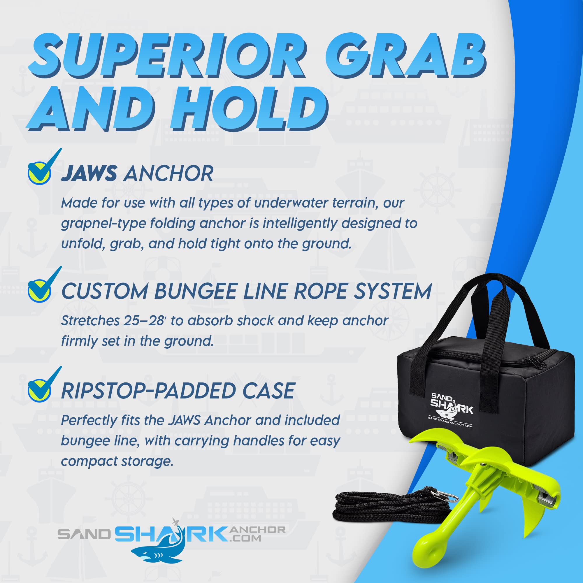 Mua SandShark Jaws Folding Grapnel Anchor Kit, 25–28ft Bungee Line ...