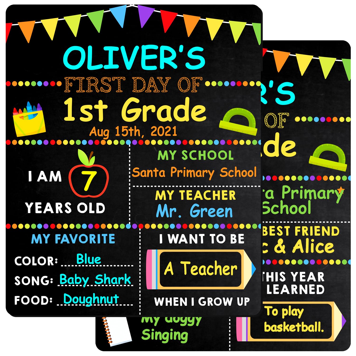 First Day of School Sign - 12” X 10” First & Last Day of School Board ...