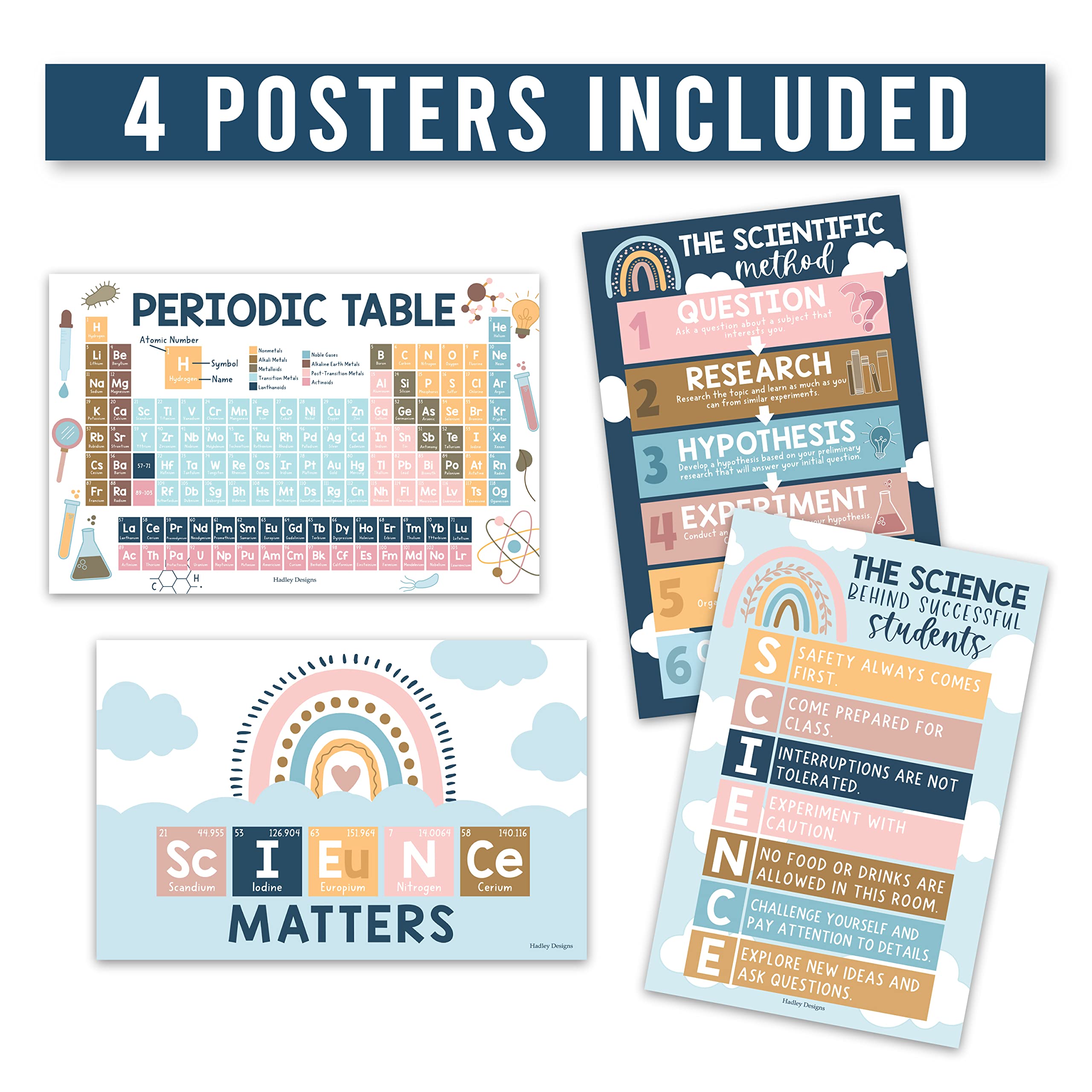 Mua Hadley Designs Science Posters for Classroom Middle School – 4-Pack ...