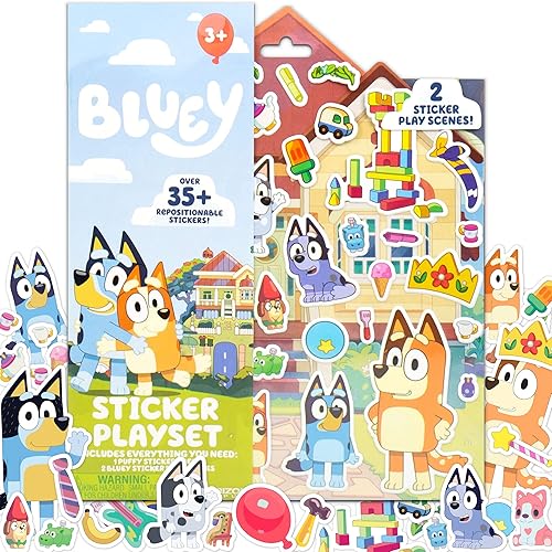 Horizon Group USA Bluey Sticker Playset, 2 Sticker Play Scenes, 35 ...
