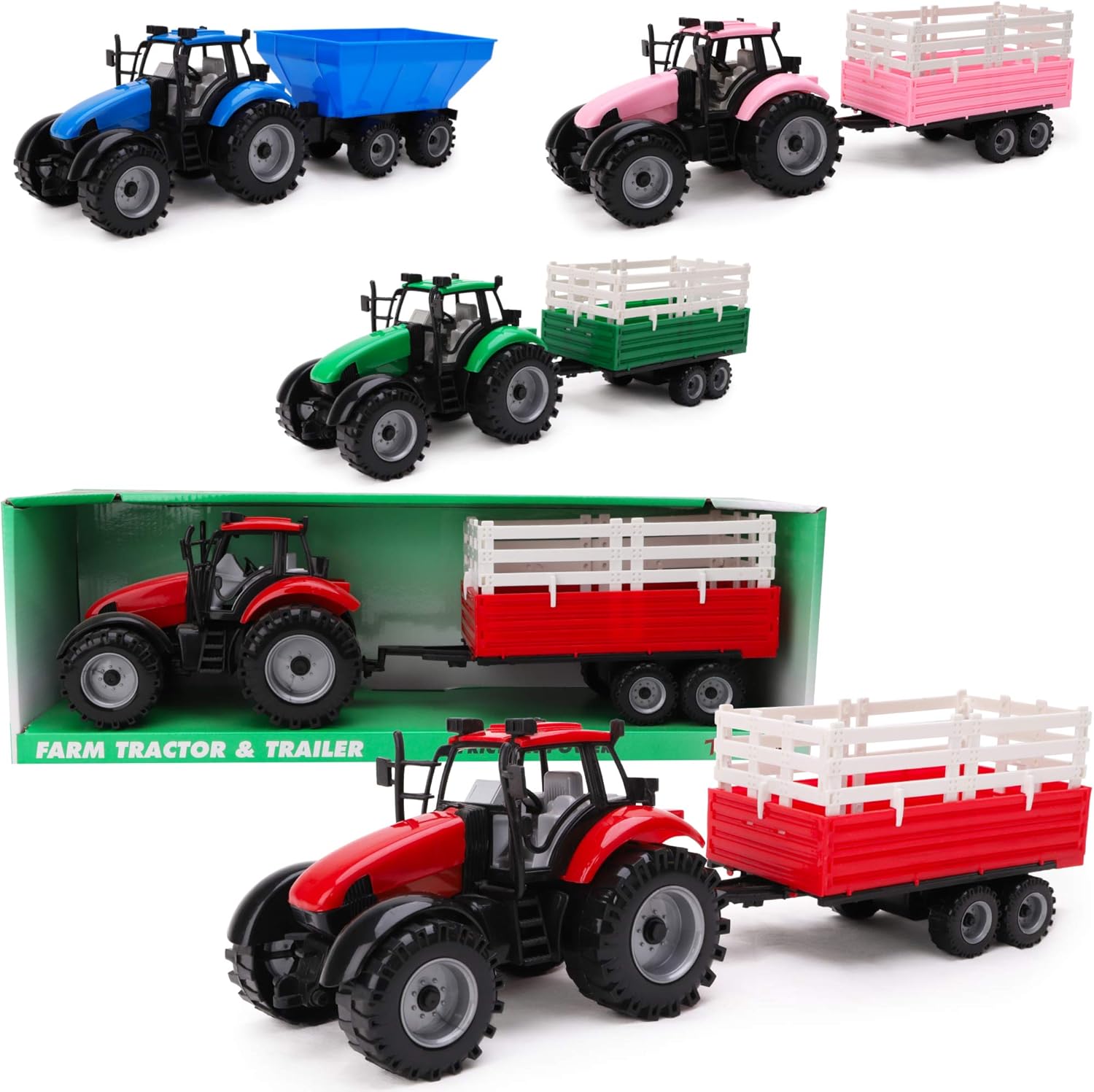 Toyland® Friction Powered Farm Tractor With Trailer – Boys Farm Toys ...