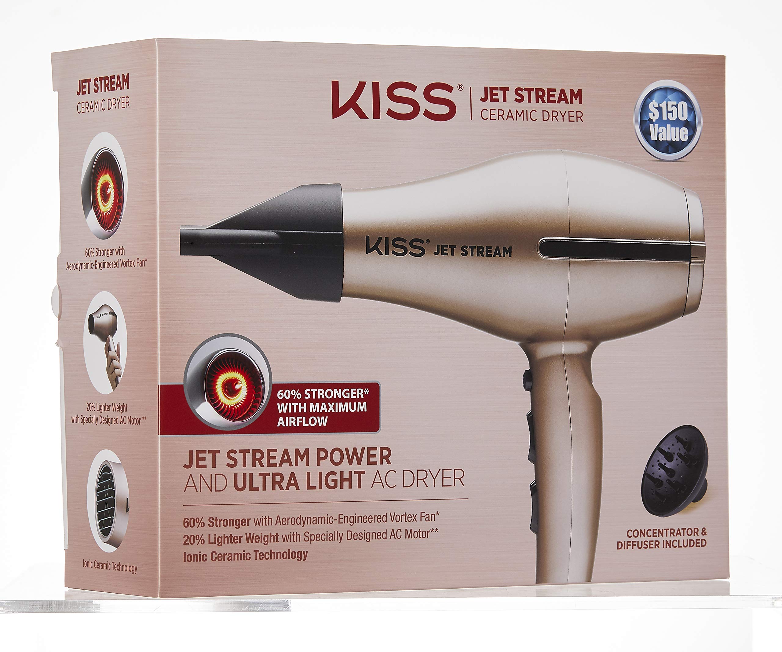 Mua KISS Jet Stream 1875 Watt Salon Quality AC Motor Hair Dryer with 2 ...