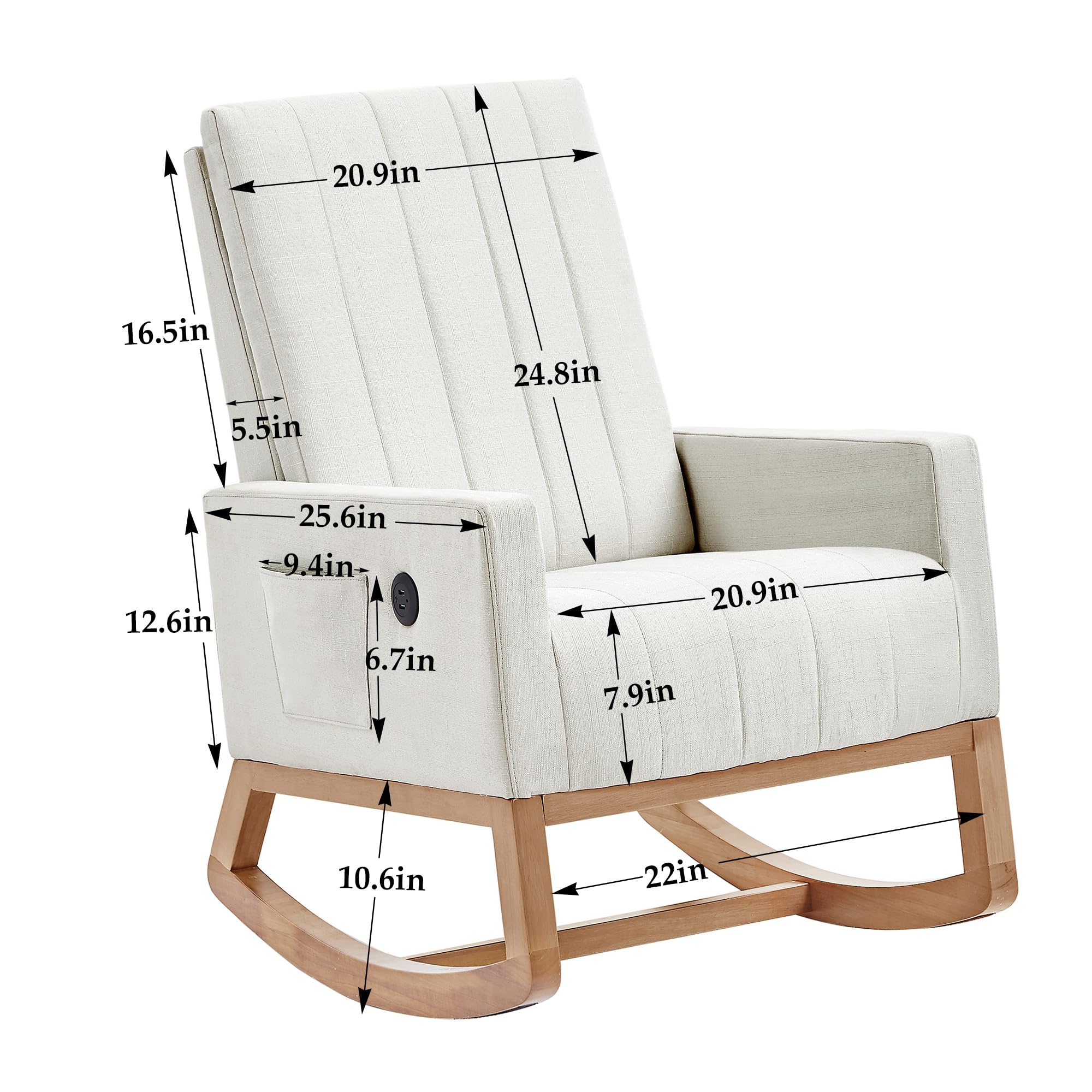 Mua VECELO Rocking Chair, Upholstered Glider Rocker for Nursery Comfy ...