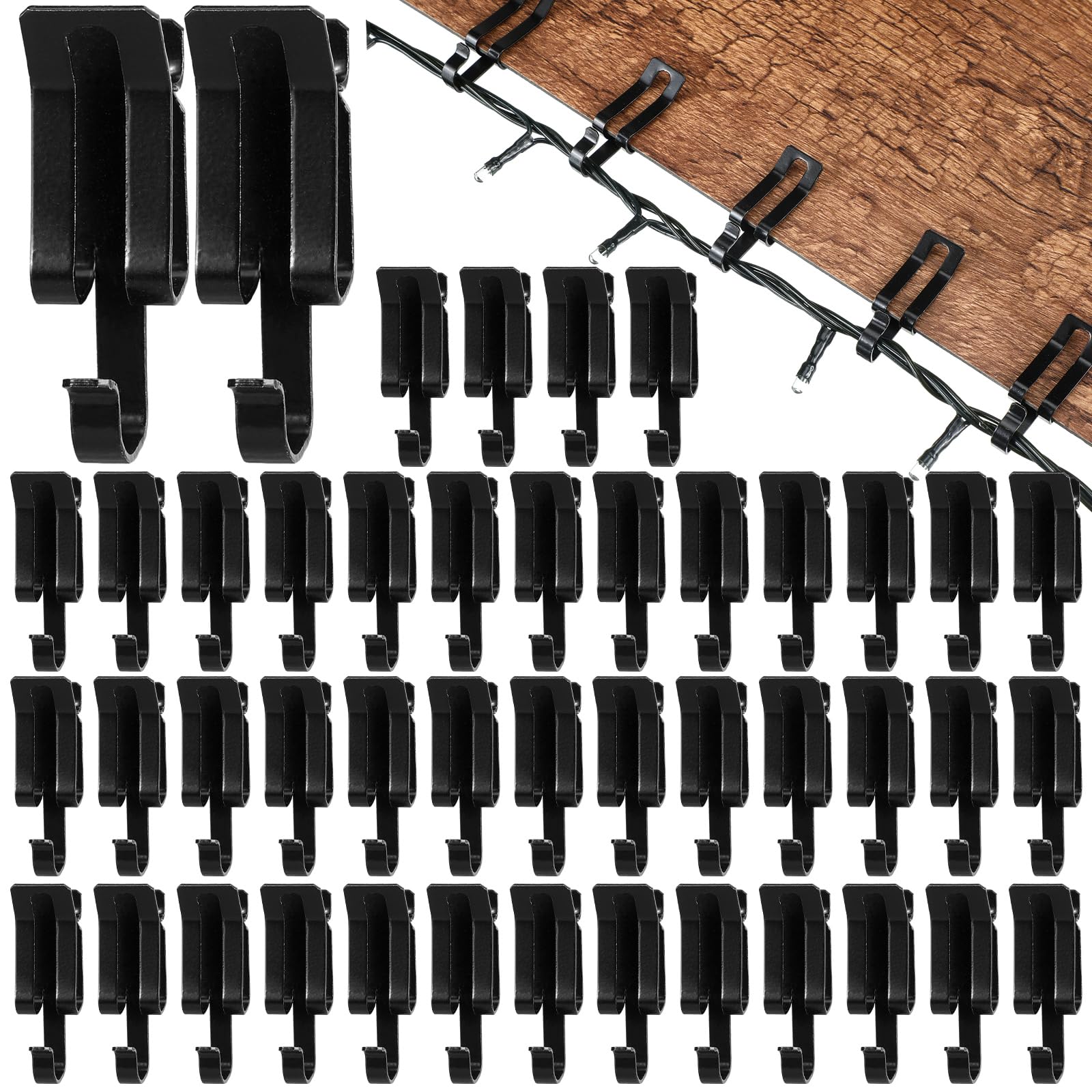 Zonon 100 Pcs Christmas Light Clips Metal Lights Gutter Hooks for Outdoor Lights Xmas Light ...