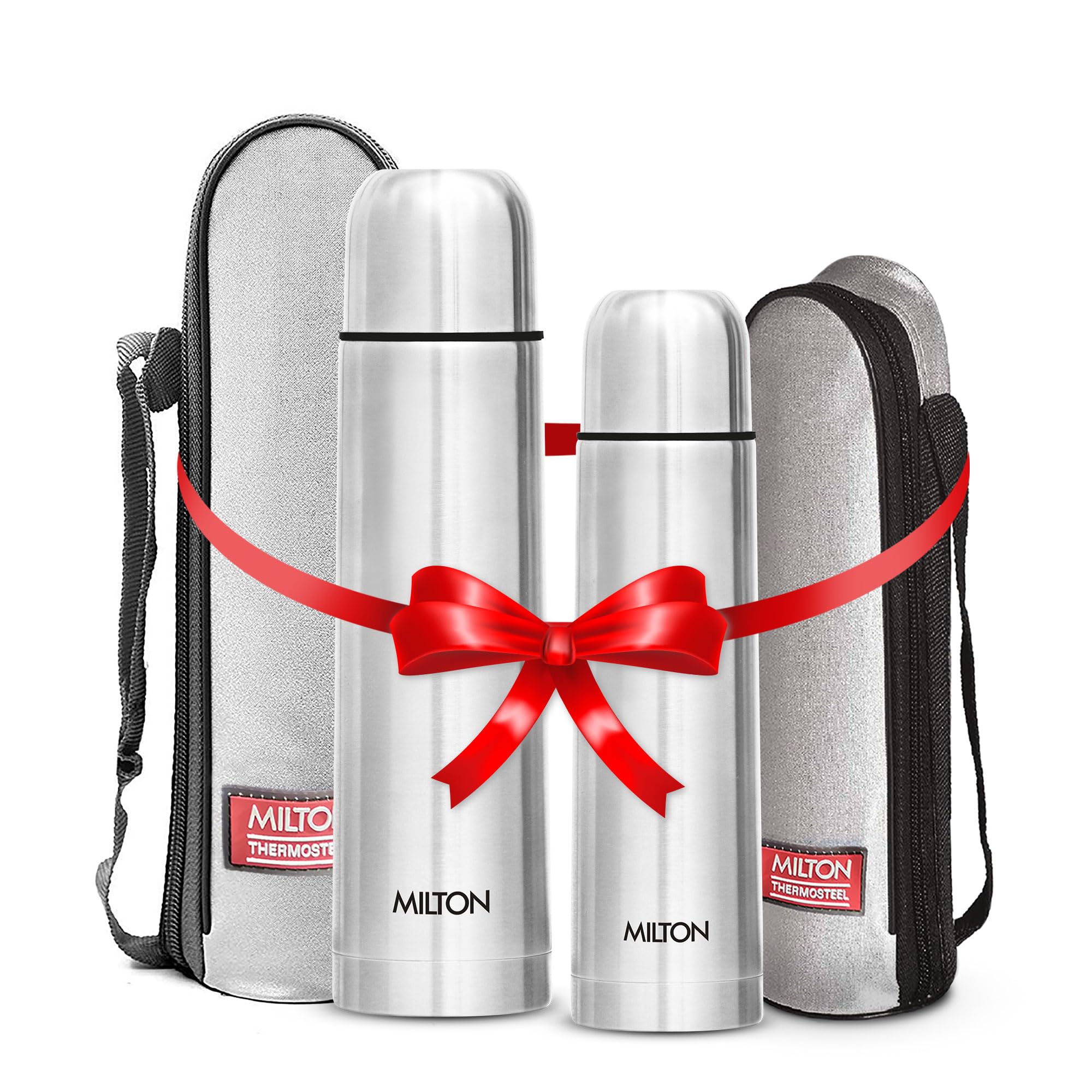 Milton Combo Vacuum Flask for Hot Drink (25 oz & 16 oz), Stainless ...