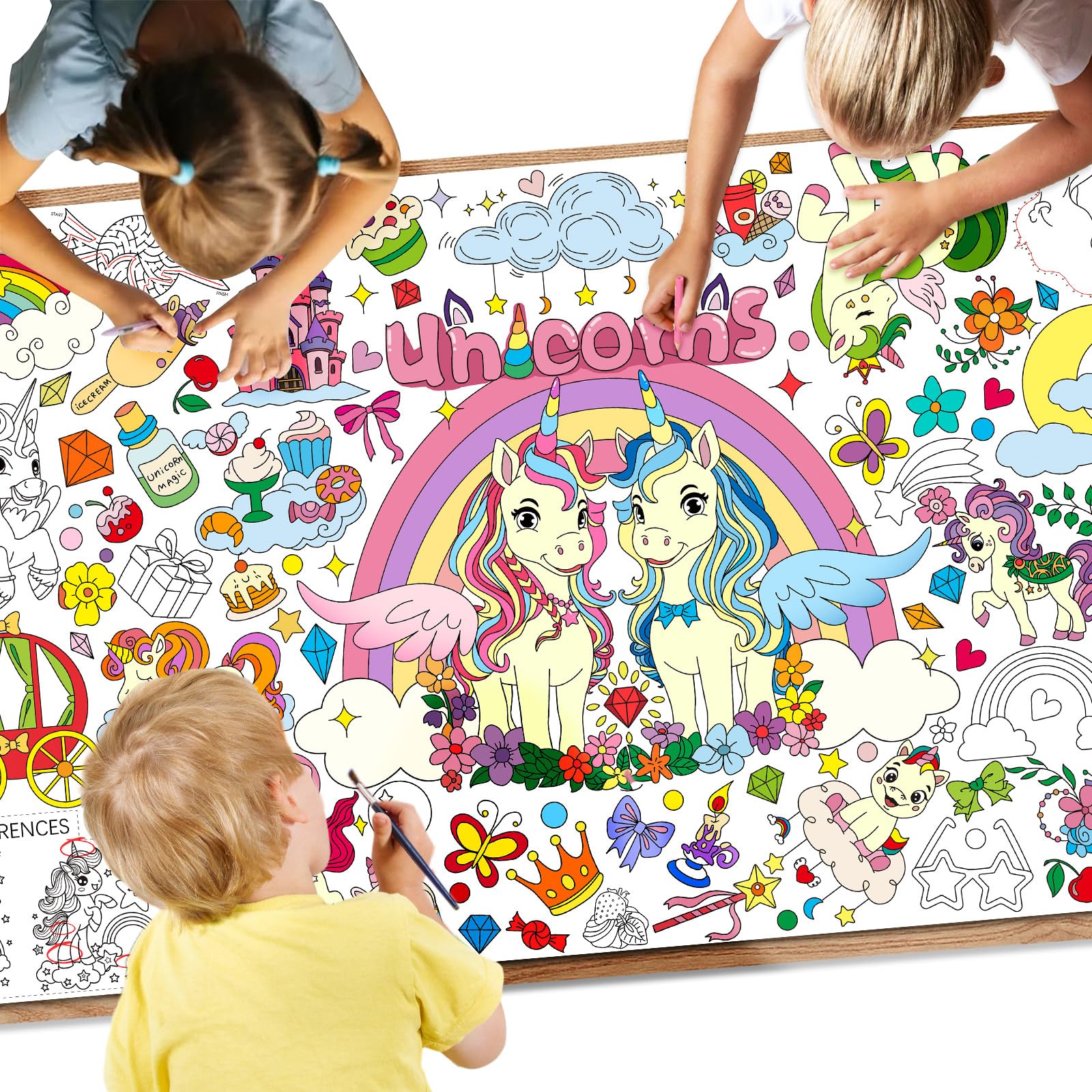 Giant Coloring Poster,35x72Inch,Versatile Unicorn Birthday Activity ...