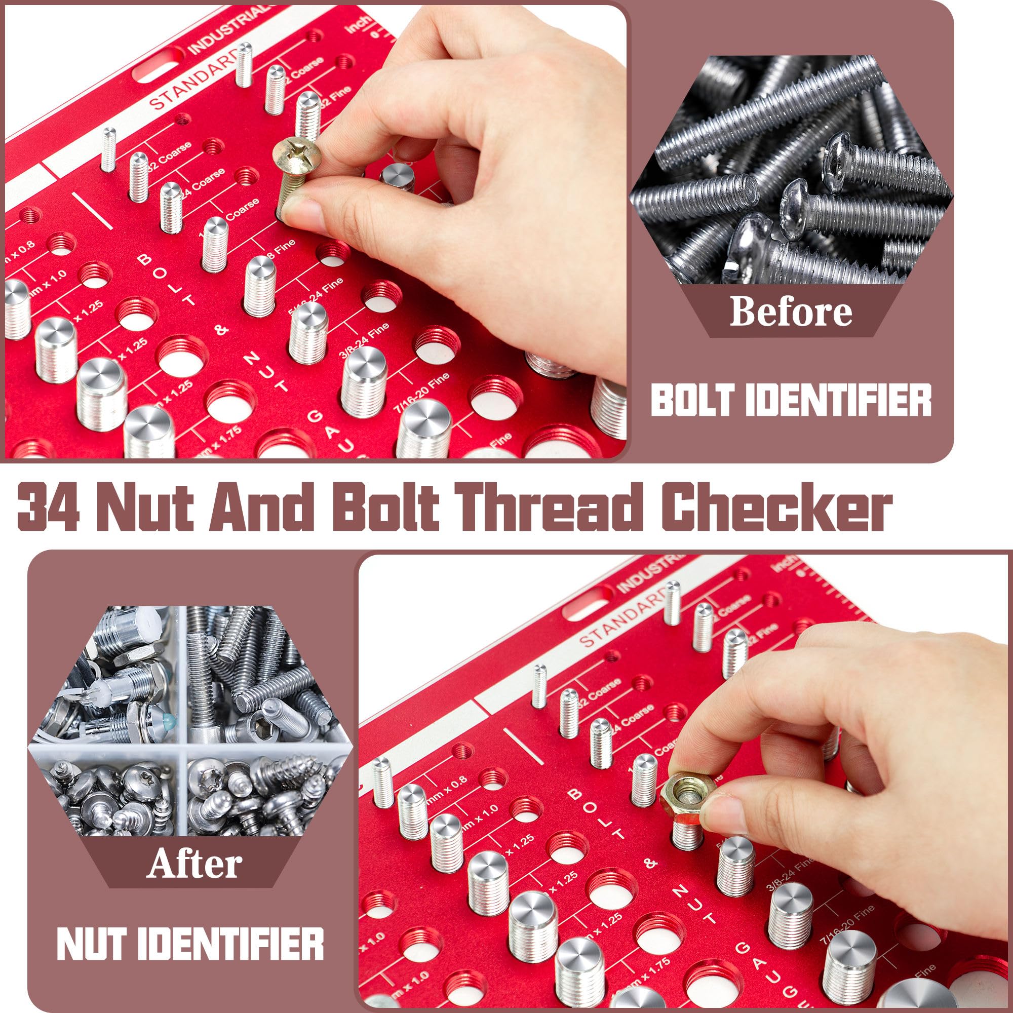 Mua hylissus 34 Nut and Bolt Thread Checker, Bolt and Nut Identifier ...