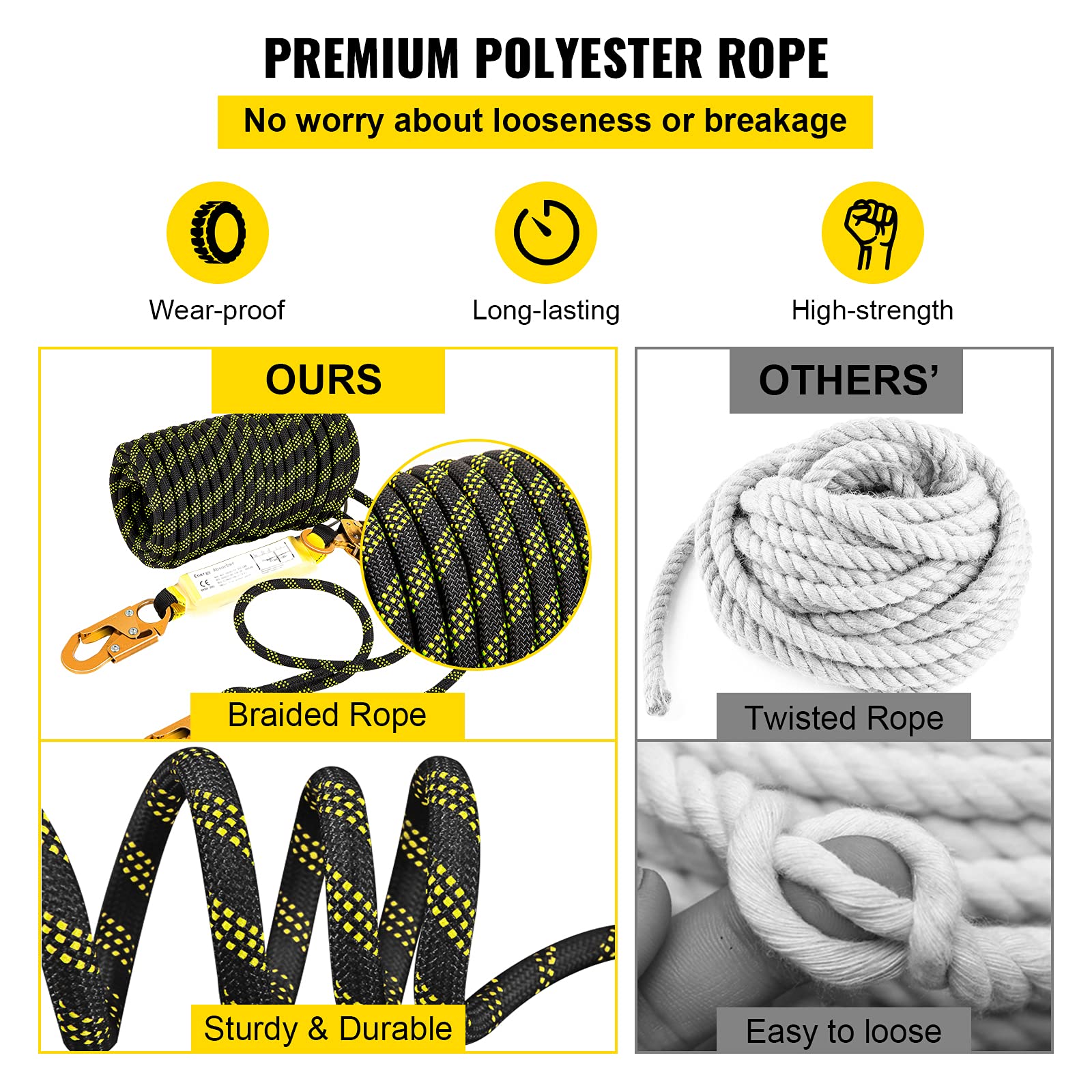 Mua Climbing Rope, Fall Protection Safety Rope, 25 50 100 150ft ...
