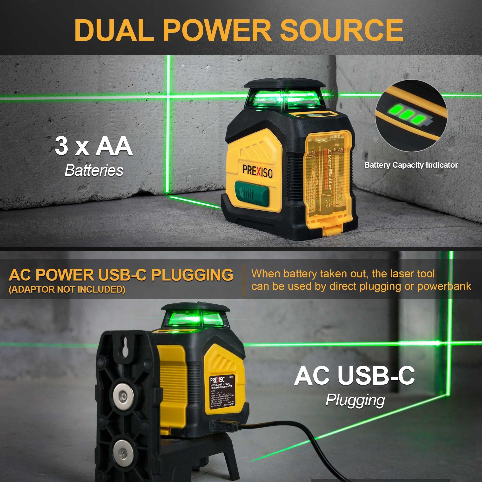 Mua PREXISO 360° Laser Level Self Leveling, 100Ft Dual Power Cross Line ...
