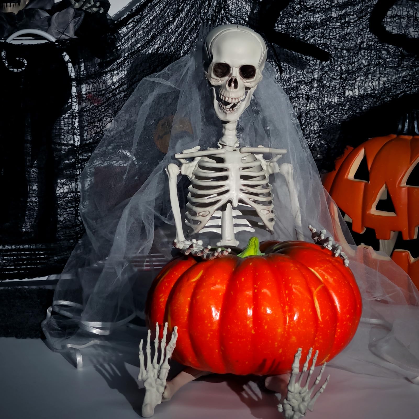 36" Skeletons Halloween Decorations Outdoor 1 Pack, 3FT Posable Human ...