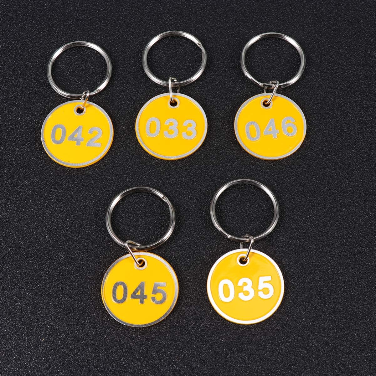 NUOBESTY Alloy Metal Key Tag Red, NO.1-50 Numbered Tags Metal Key Ring ...