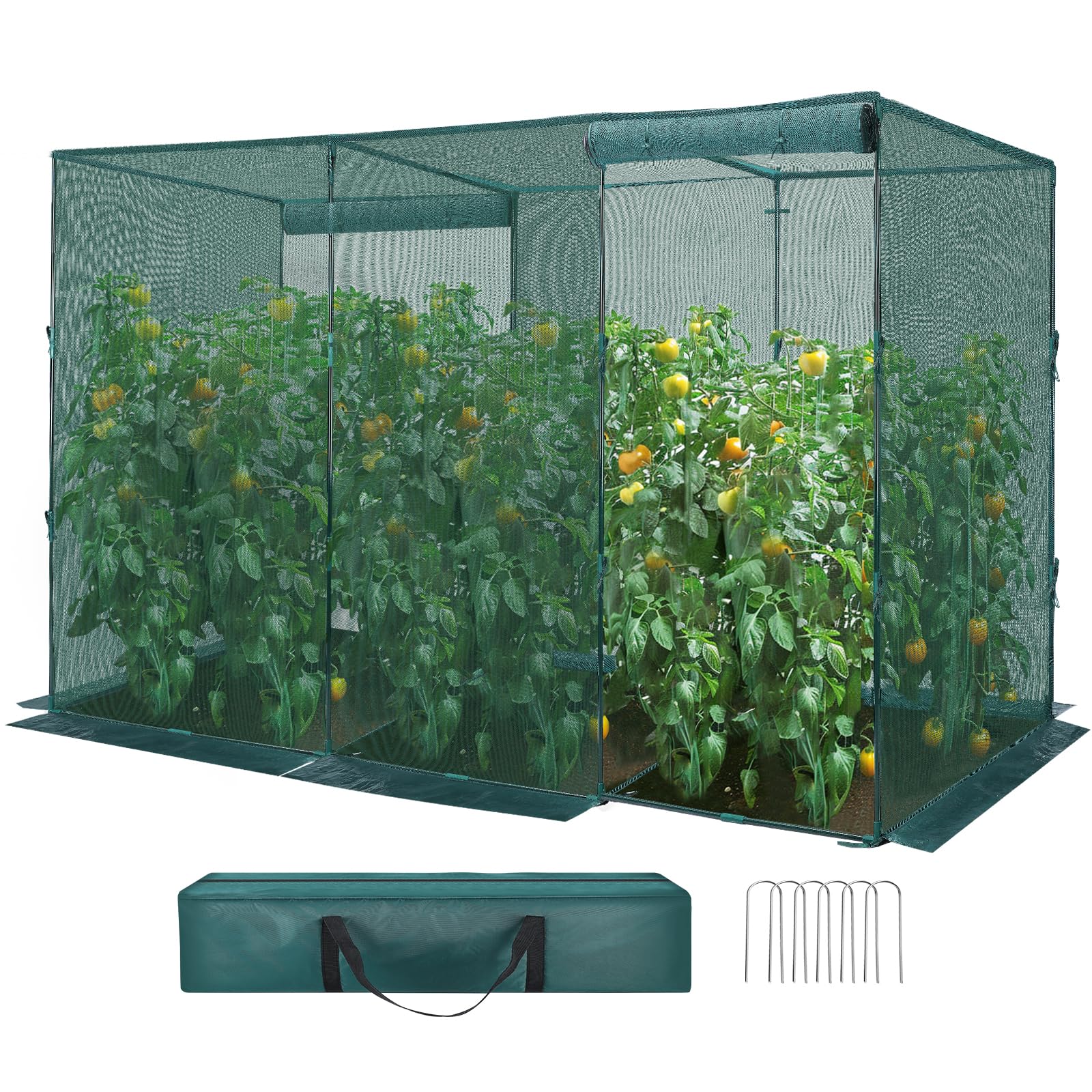 GROWNEER Crop Cage, 4' x 12' Plant Protection Tent with 2 Zippered ...