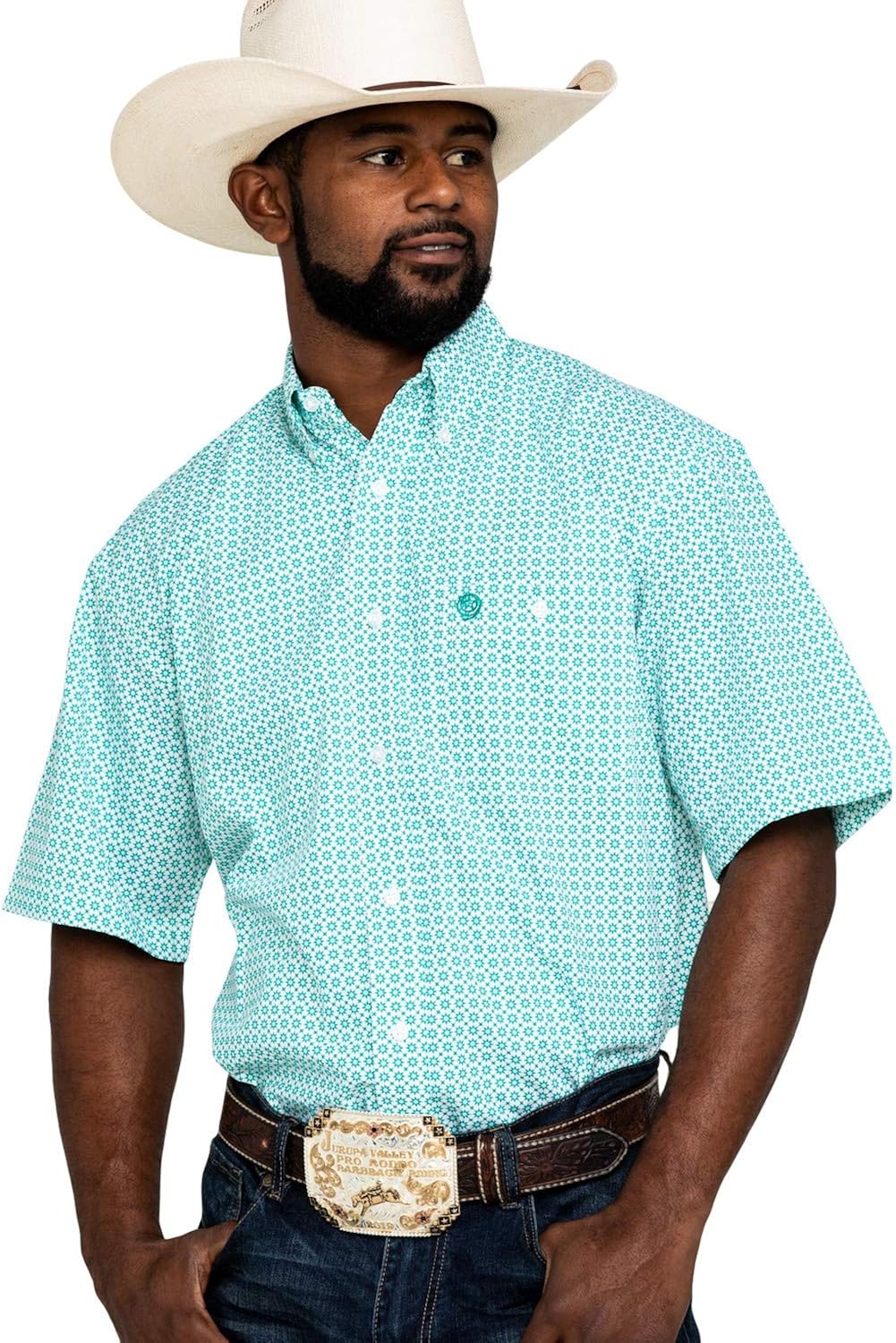 Wrangler Men's George Strait by Green Geo Print Short Sleeve Western ...