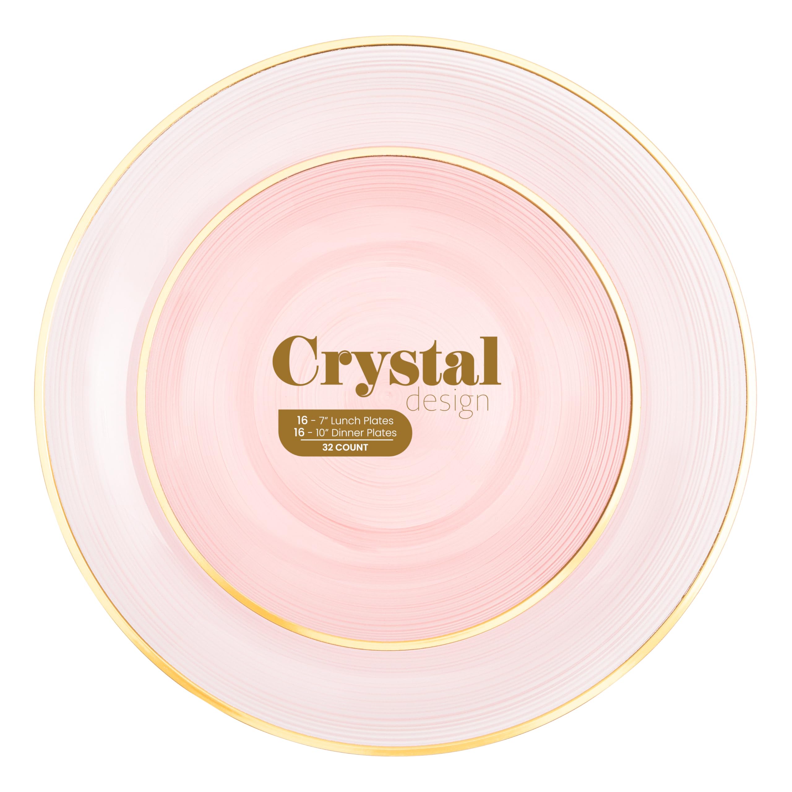 PLASTICPRO 32 Pieces Crystal Design Plastic Plates Combo Pack 7 inch ...