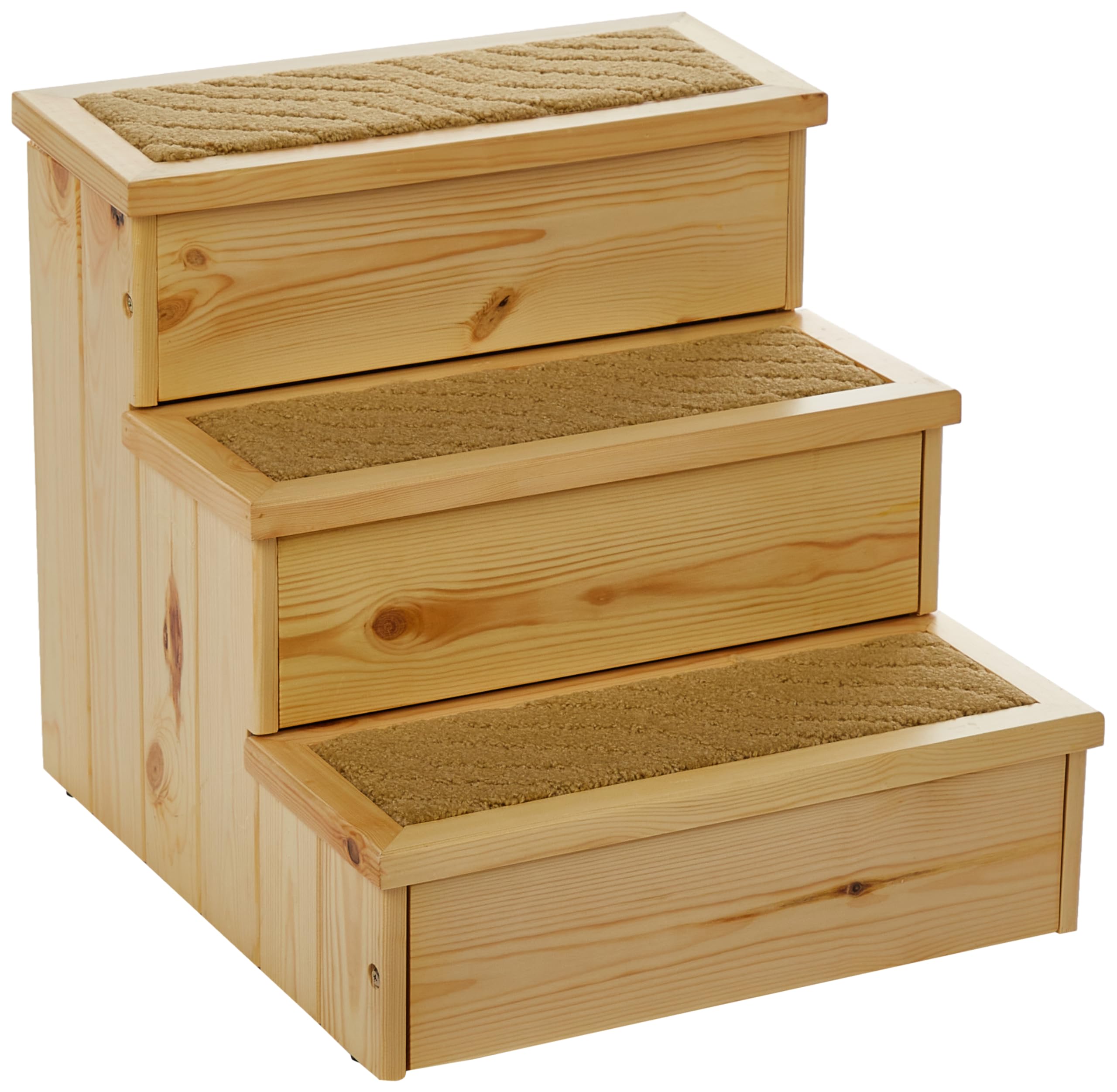 TRIXIE 3-Step Wooden Pet Stairs with Storage for Toys, Nonslip Carpeted ...