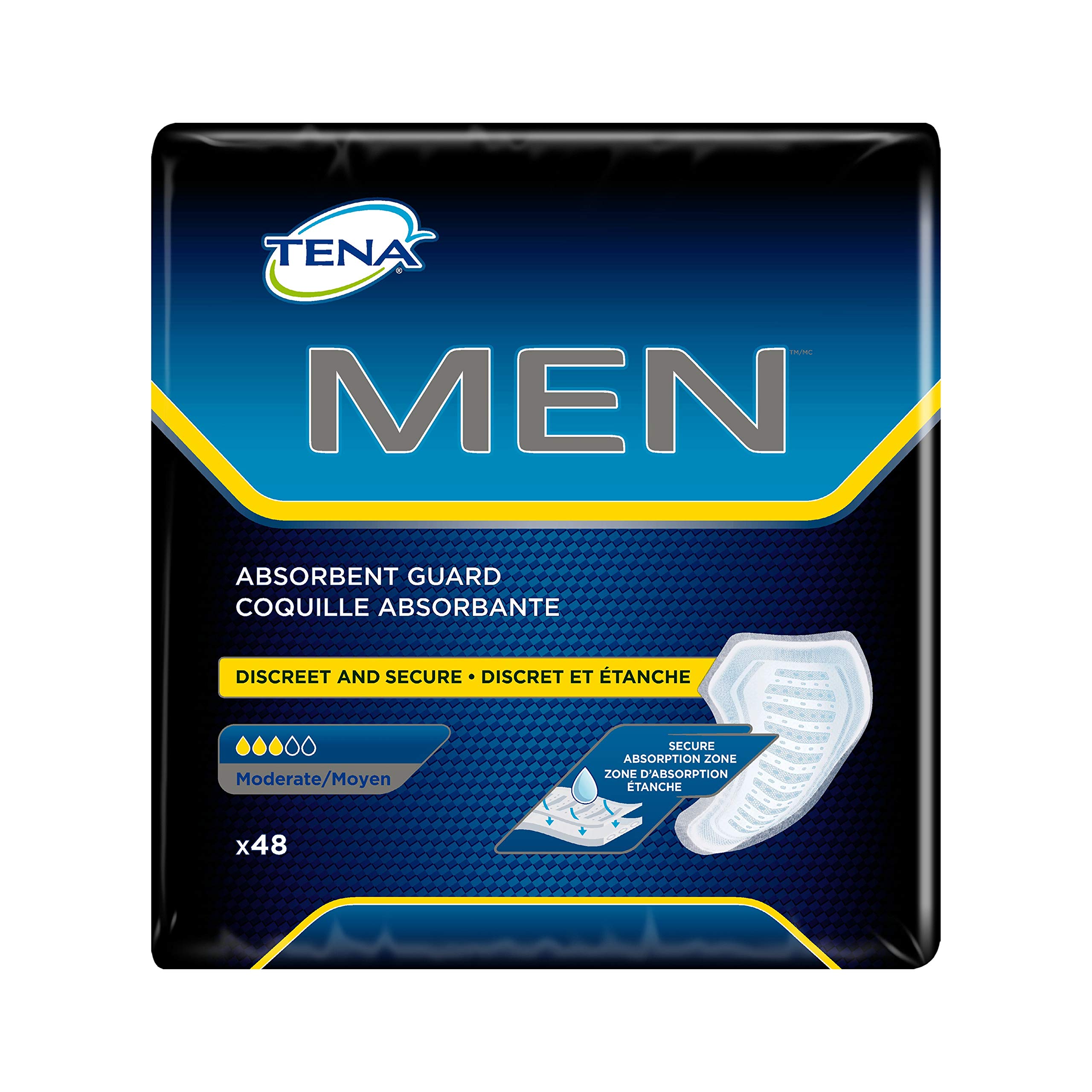 Tena Incontinence Guards for Men, Moderate Absorbency, 48 Count (Pack ...