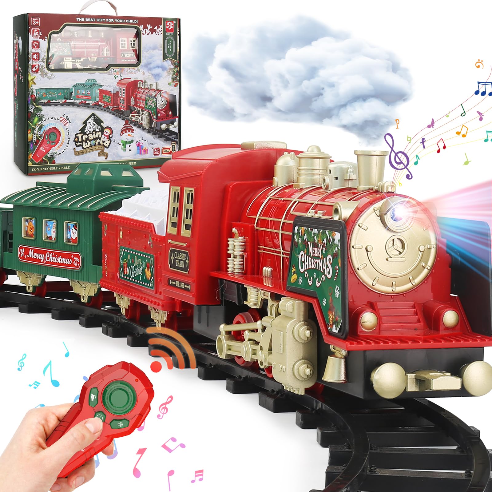 HCFJEH Train Set for Kids Ages 4-8,Remote Control Train with Smokes ...
