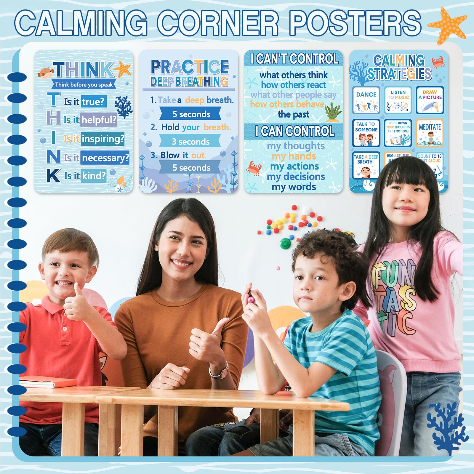 Mua Pajean 10 Pcs Calming Corner Classroom Poster Ocean Mental Health ...