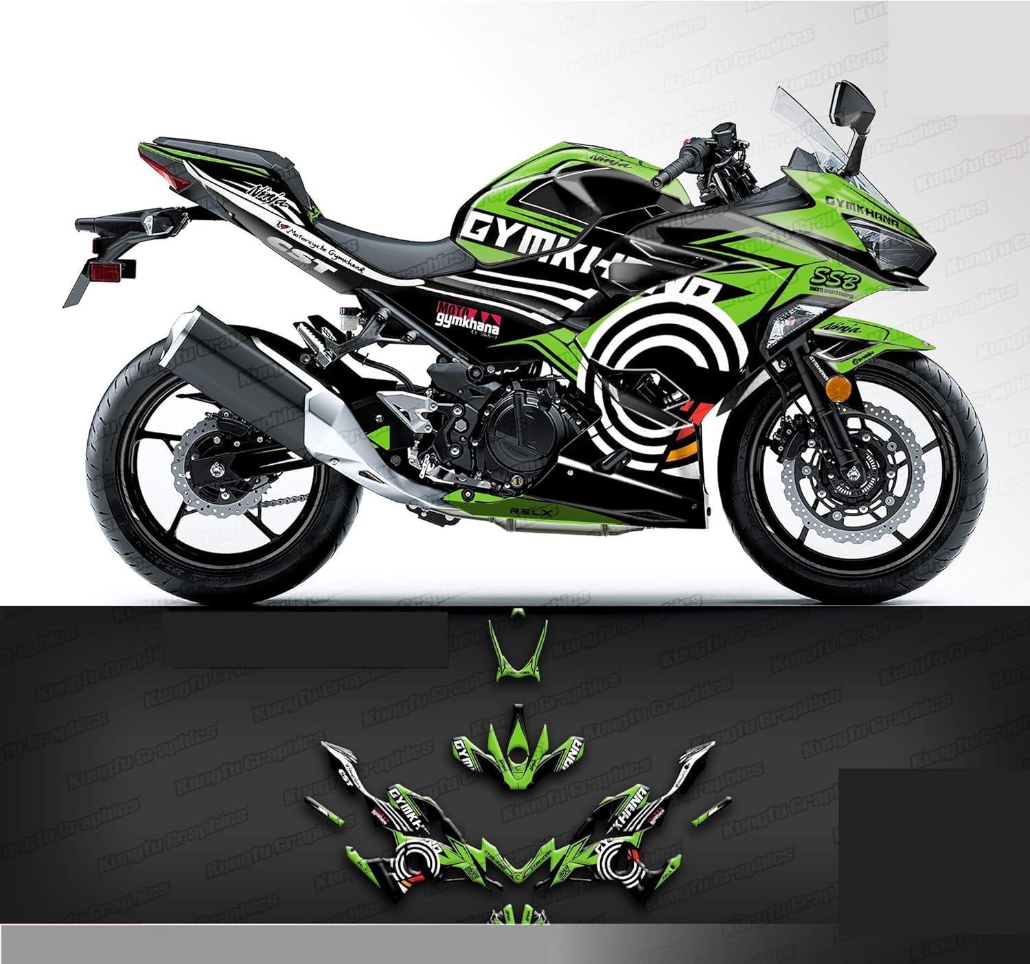 Amazon.com: Kungfu Graphics Custom Decal Kit for Kawasaki Ninja 400 ABS ...