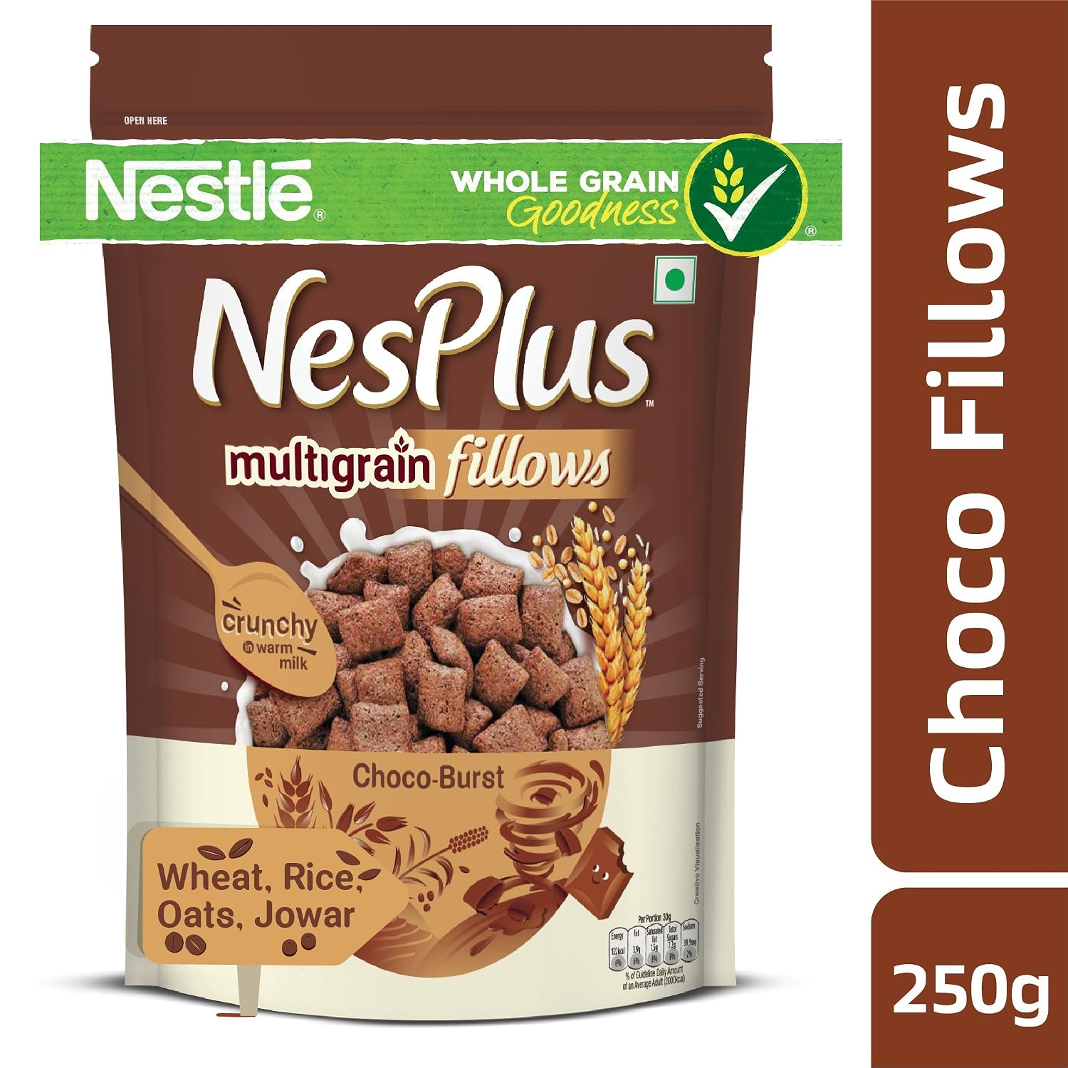 Nestlé NesPlus Breakfast Cereal, Multigrain Fillows – Choco-Burst, 250g ...