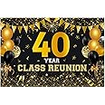 Amazon.com : JOYMEMO 40 Year Class Reunion Backdrop - Black and Gold ...