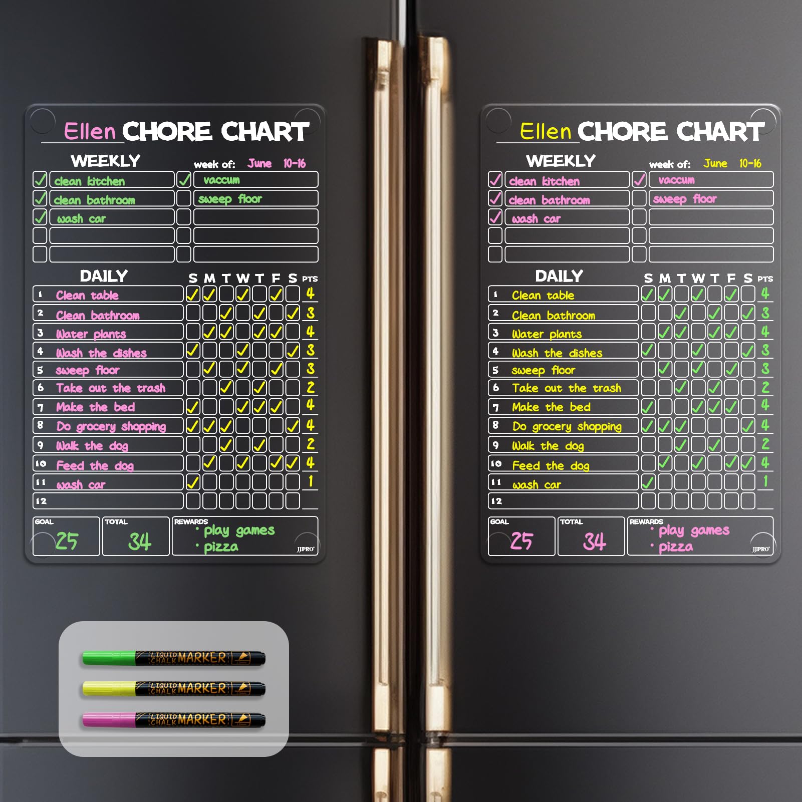 JJPRO Non-Magnetic Dry Erase Chore Chart for Fridge, 8.5"x13" Clear ...