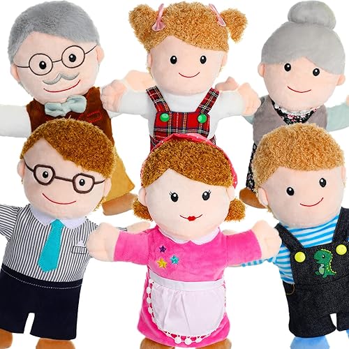 Civaner 6 Pieces Hand Puppet Set 11.8 Inch Family Members Puppets ...
