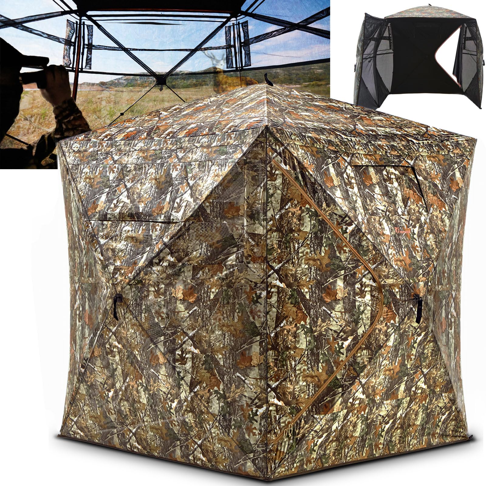 PHYSKE Hunting Blind with Double Doors, Ground Blind See Through ...