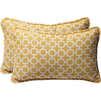 Amazon.com: Pillow Perfect Decorative Yellow/White Geometric Rectangle ...