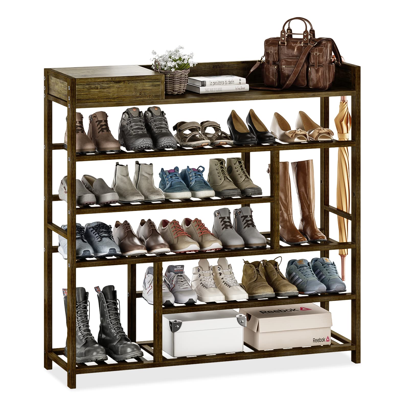 Bamworld Shoe Rack for Front Door Entrance Bamboo Shoe Organizer with ...