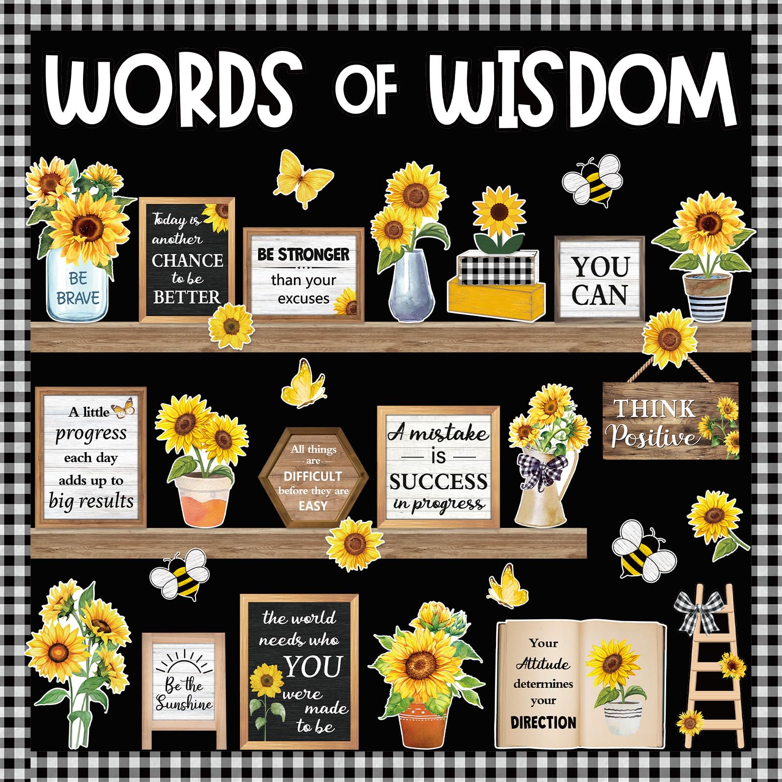 Mooliwe 57 Pcs Sunflower Bulletin Board Set Inspirational Flower ...