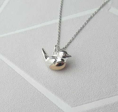 Sterling Silver Robin Pendant Necklace: Amazon.co.uk: Jewellery