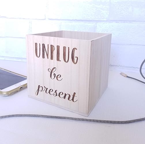 Amazon.com: Unplug Be Present Phone Box Crate - Wood Cell Phone Holder ...