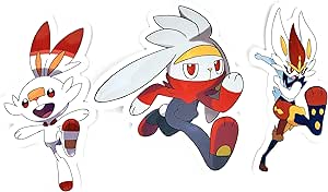 Amazon.com: Scorbunny, Raboot, Cinderace - 3 Vinyl Sticker Evolution Set