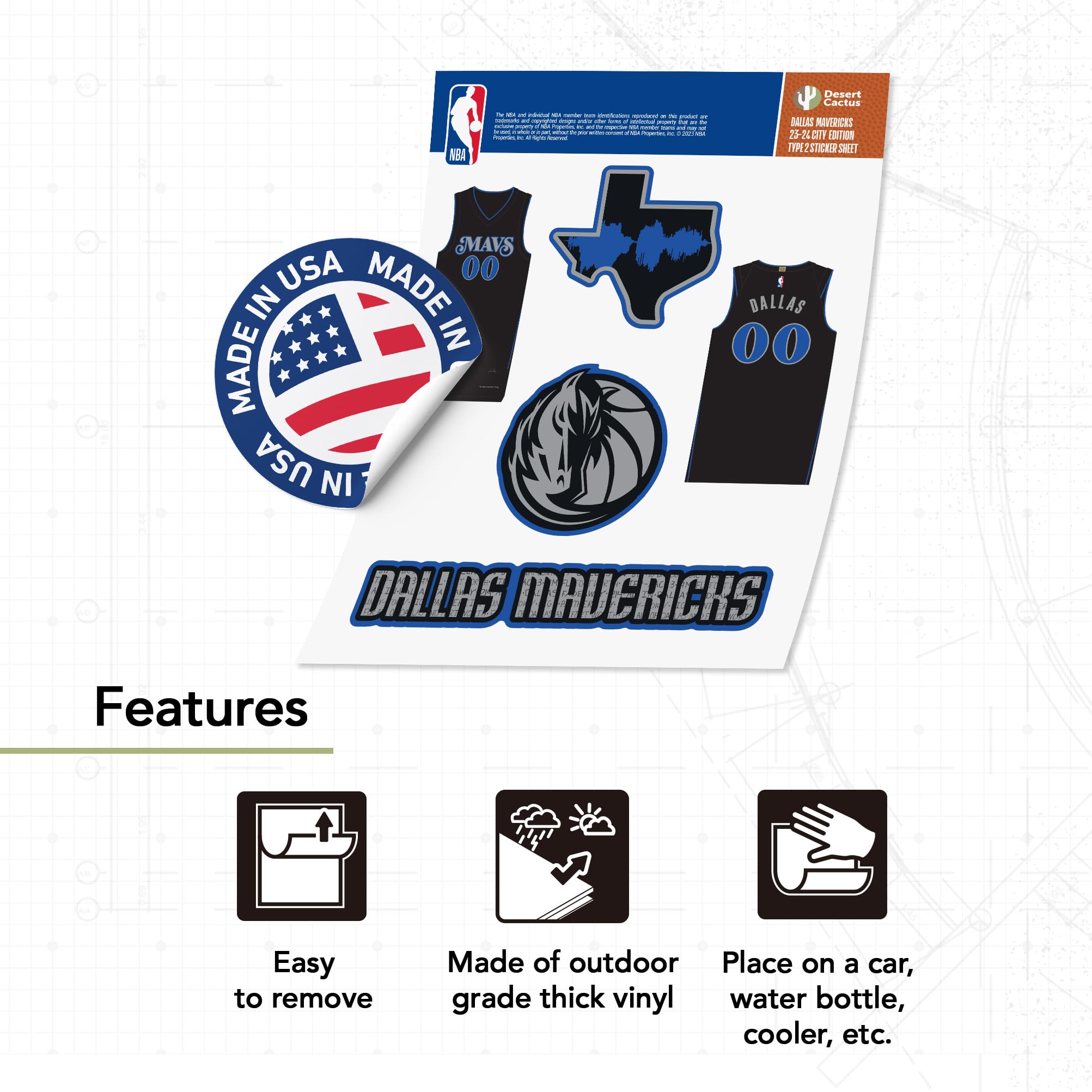 Mua Desert Cactus Dallas Mavericks Stickers NBA Officially Licensed ...