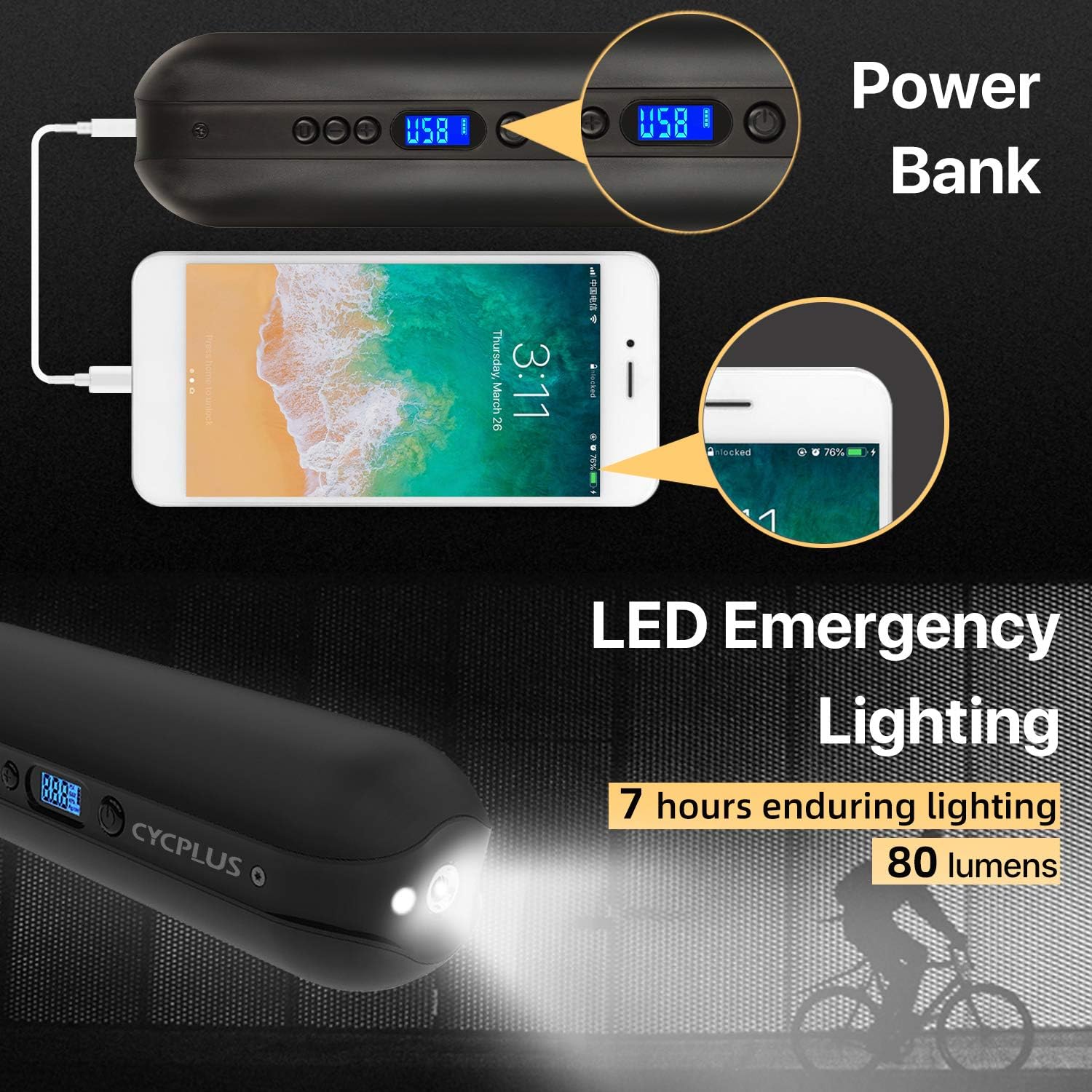 CYCPLUS Mini Air Compressor, Rechargeable Tyre Pump, Motorcycle Tyre ...