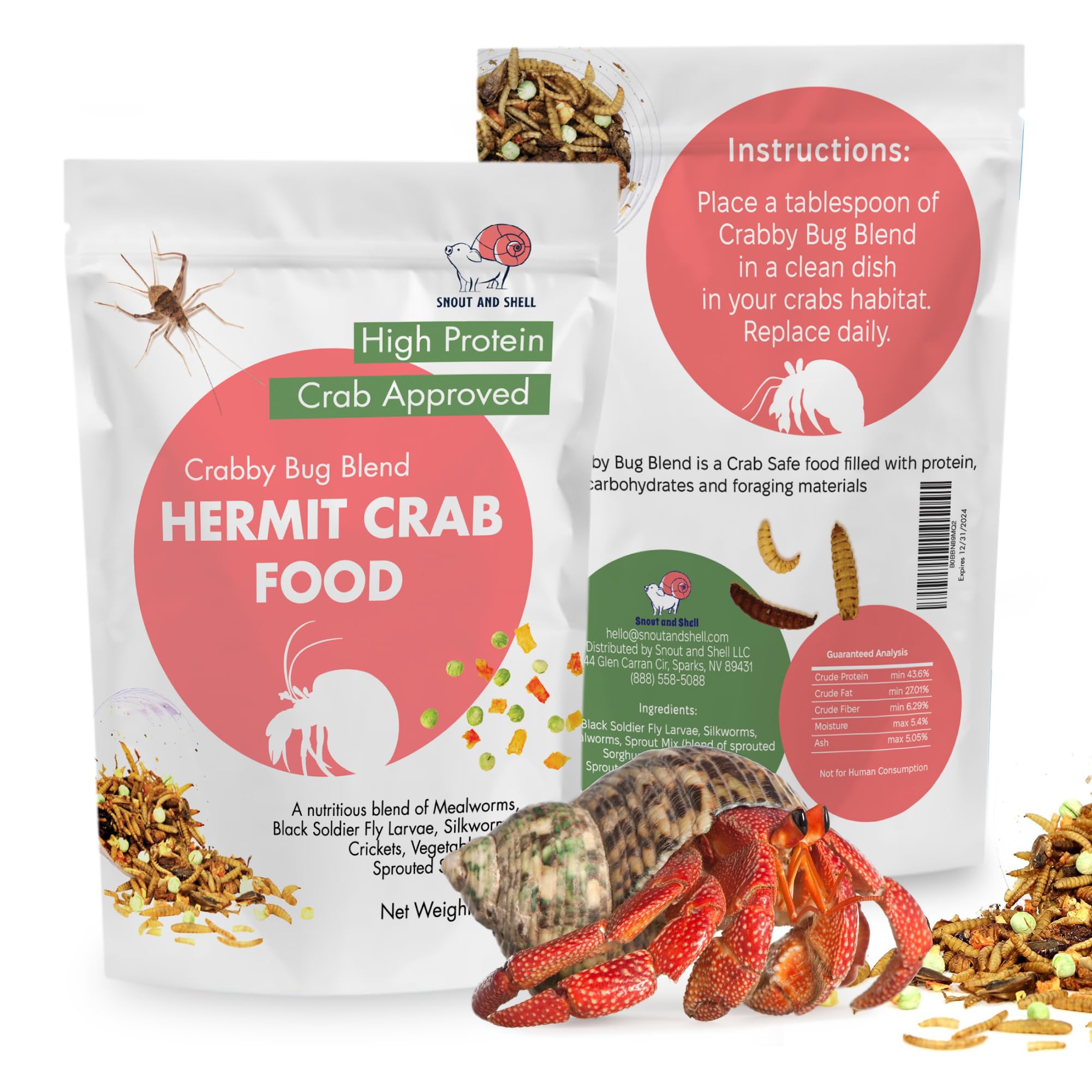 Mua Crabby Bug Blend Natural Hermit Crab Food – Crickets, Mealworms ...