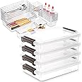 Amazon.com: Citylife 4PCS Plastic Desk Drawer Organizer Tray, Stackable ...