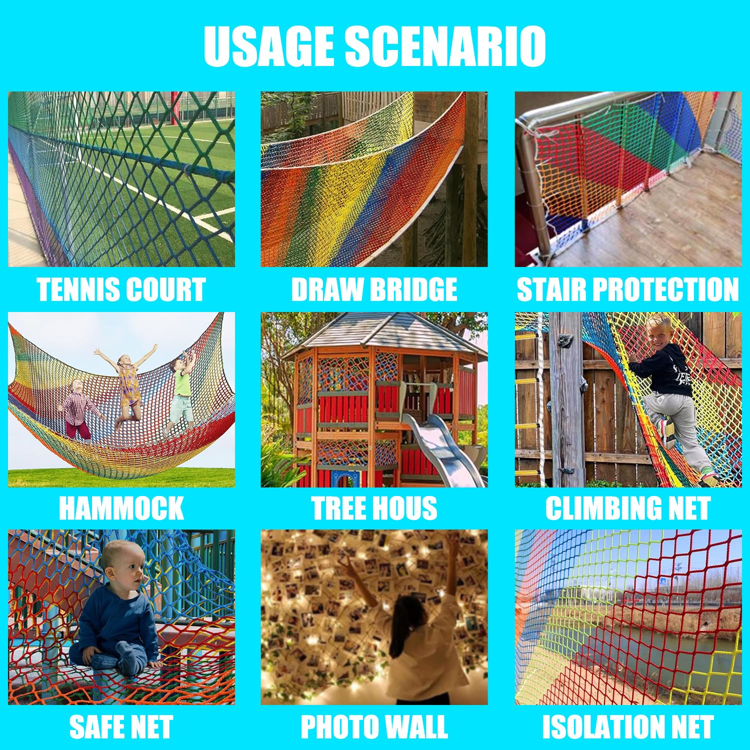 Bunifa Climbing Cargo Net For Kids Outdoor Balcony Safety Net Rope ...